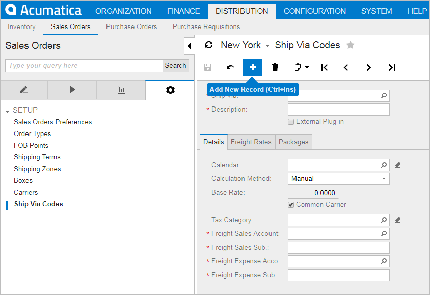 Ship Via Setup · StarShip