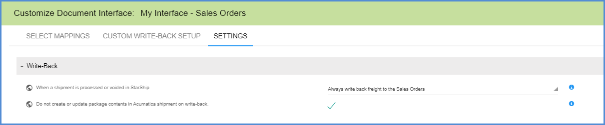 Acumatica Settings · StarShip
