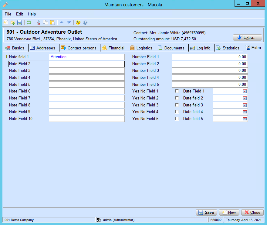 Macola ES/10 User Defined Fields · StarShip